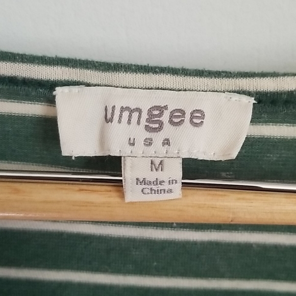 Umgee | Tops | Umgee Usa Green And White Striped Shirt | Poshmark